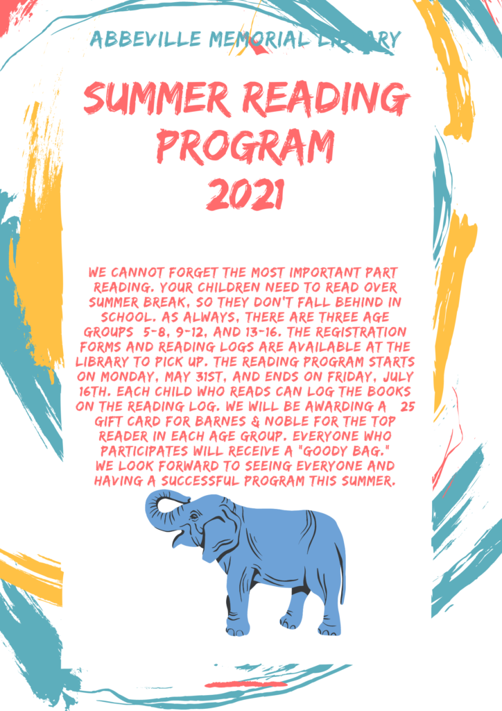 Summer Reading 2021 – Abbeville Memorial Library